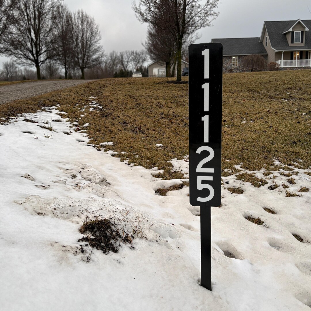 High-visibility Tall Reflective Address Sign – Post-mounted, Snow ...