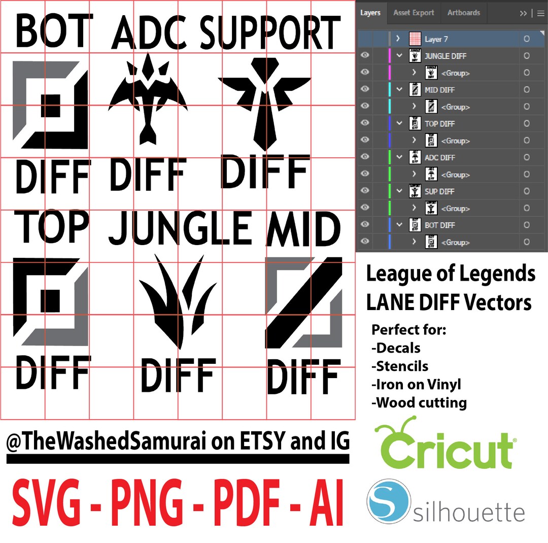 League of Legends- Lane Diff Bundle-(perfect for Vinyl Decals/glass ...