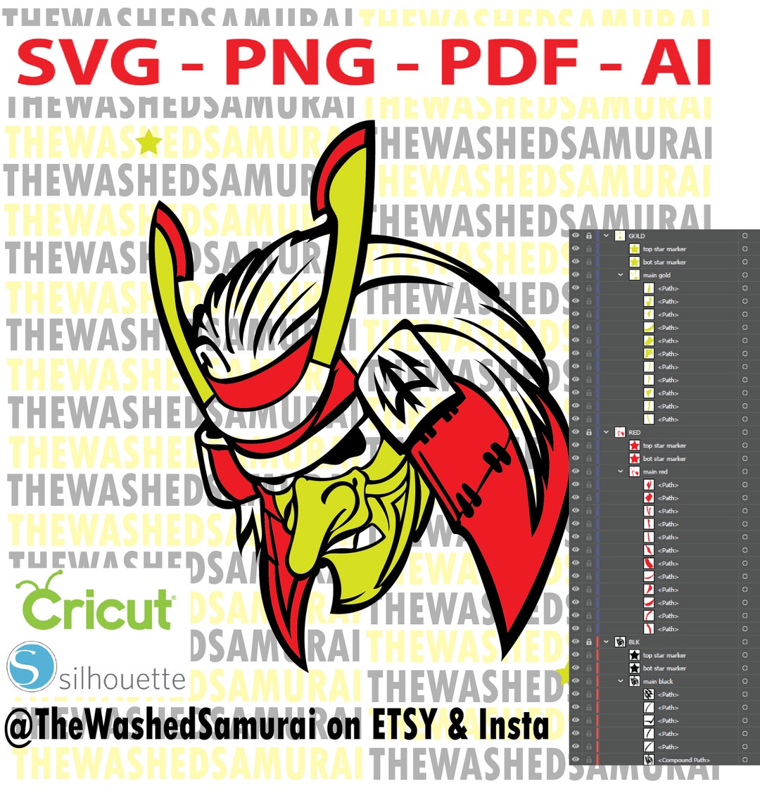 Japanese Samurai Head / Bushido Helmet - Vector, SVG, PDF, PNG, Ai ...