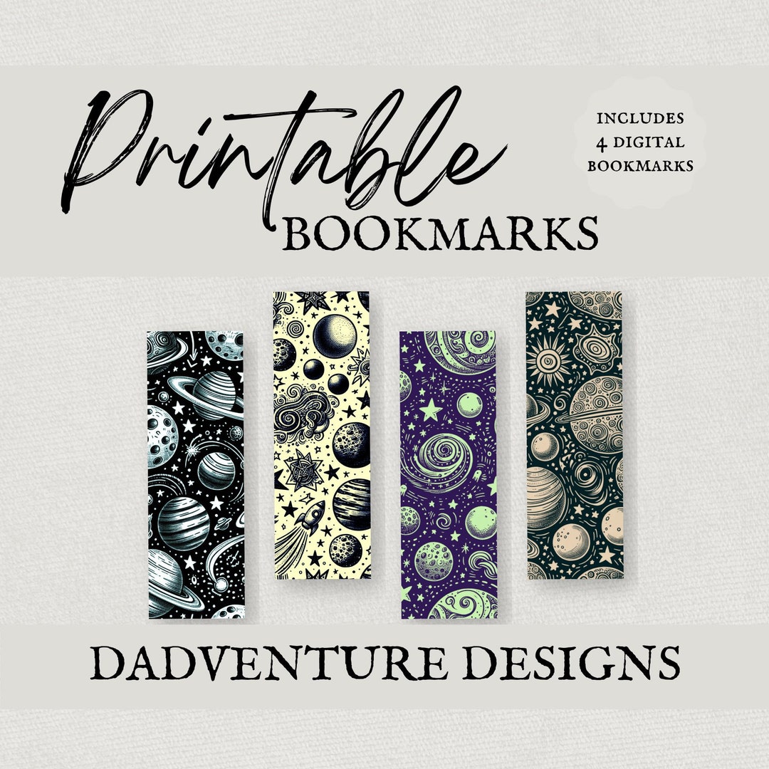 Space Theme Bookmarks - Digital Download Printable, Galaxy Design ...