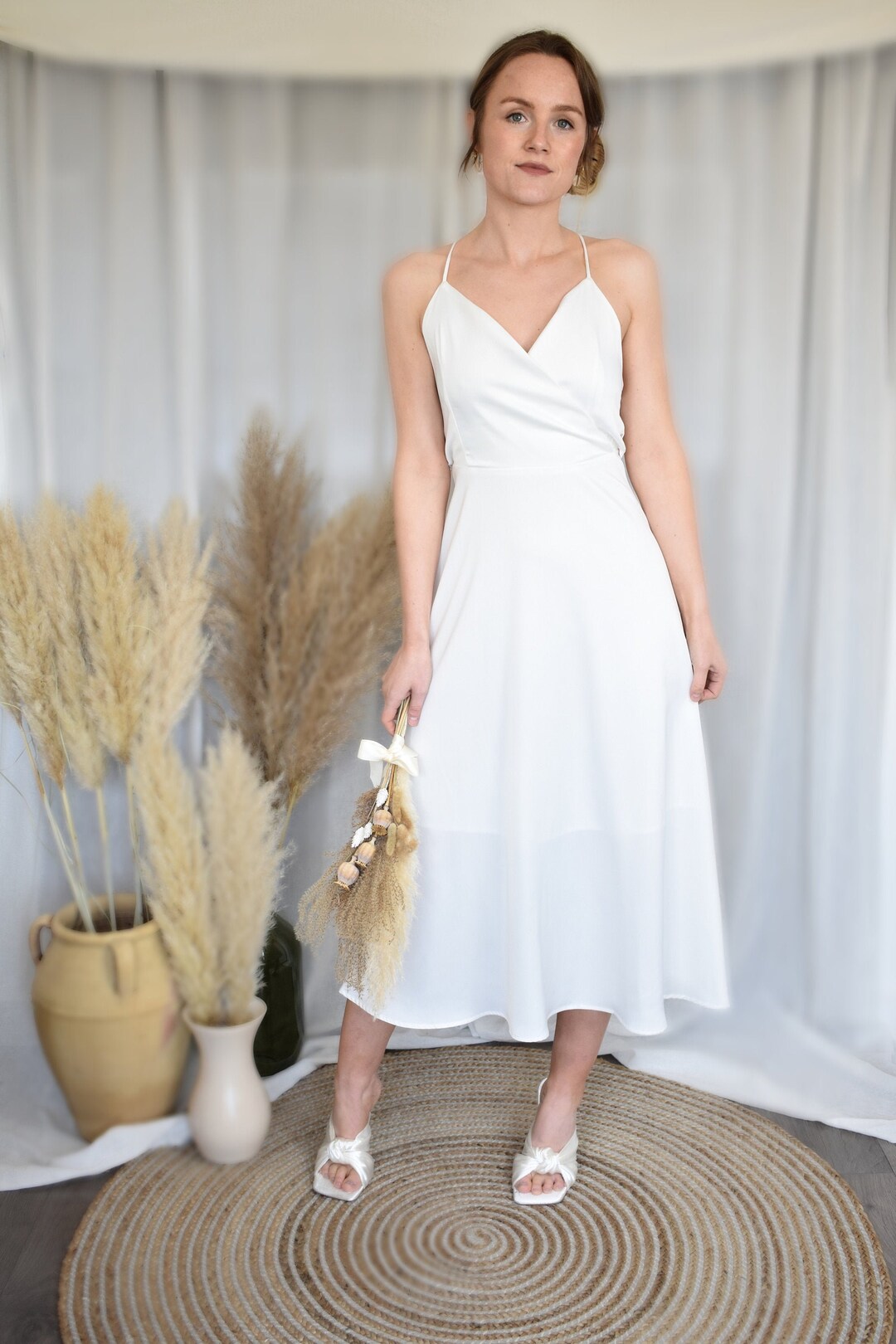 Stunning Minimal Satin Spaghetti Strap Cross Back Midi Slip - Etsy