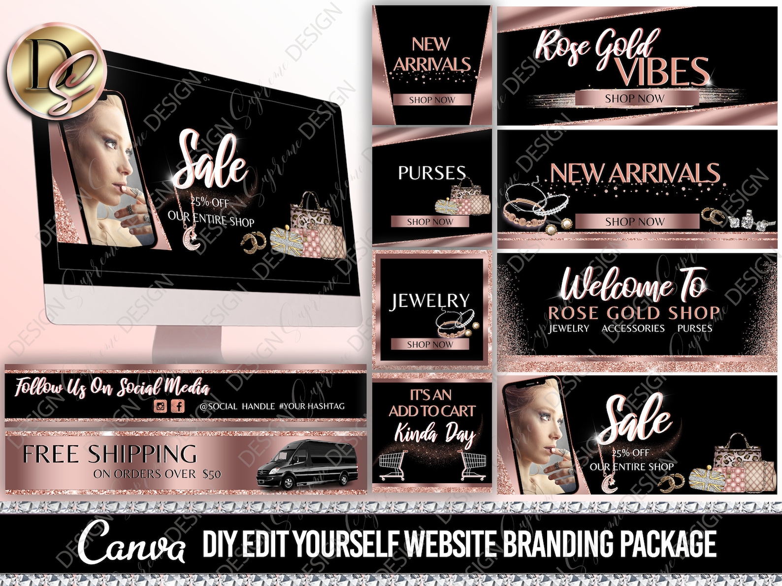 BEAUTY WEBSITE BANNER Diy Web Banner Shopify Banners Slide | Etsy