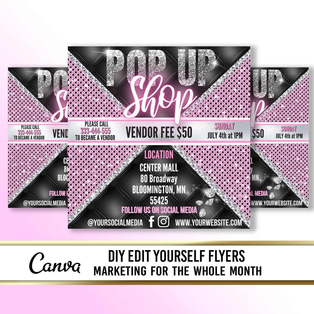 EDITABLE Pop Shop Flyer, Sip and Shop Flyer, Boutique Flyer Template ...