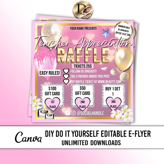 Raffle Flyer Giveaway Flyer Editable Flyer Template Raffle - Etsy