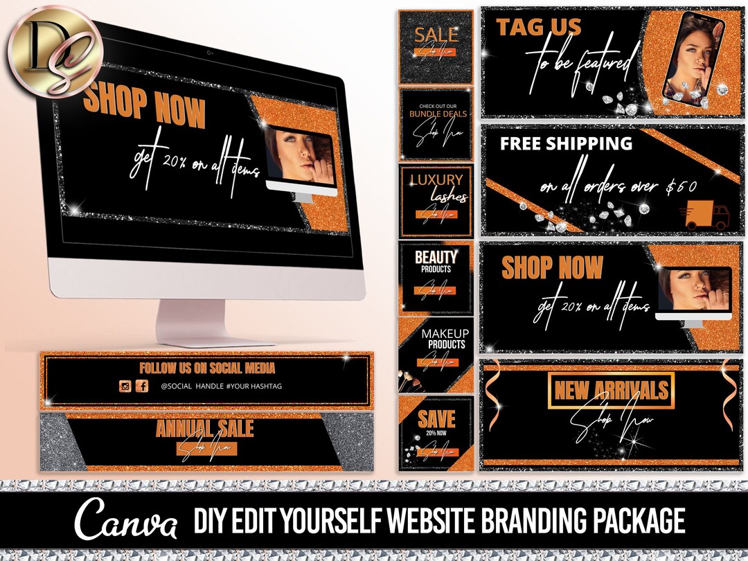 DIY WEB BANNER Set, Website Banner Category, Shopify Banners, Slide ...