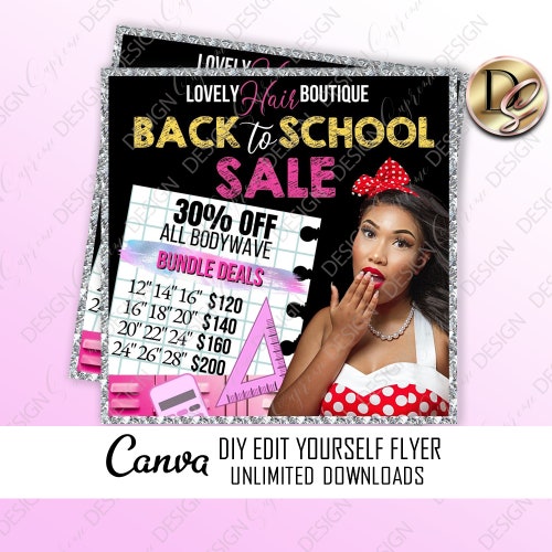 Back to School Flyer DIY Flyer Design Hair Flyer Lash - Etsy