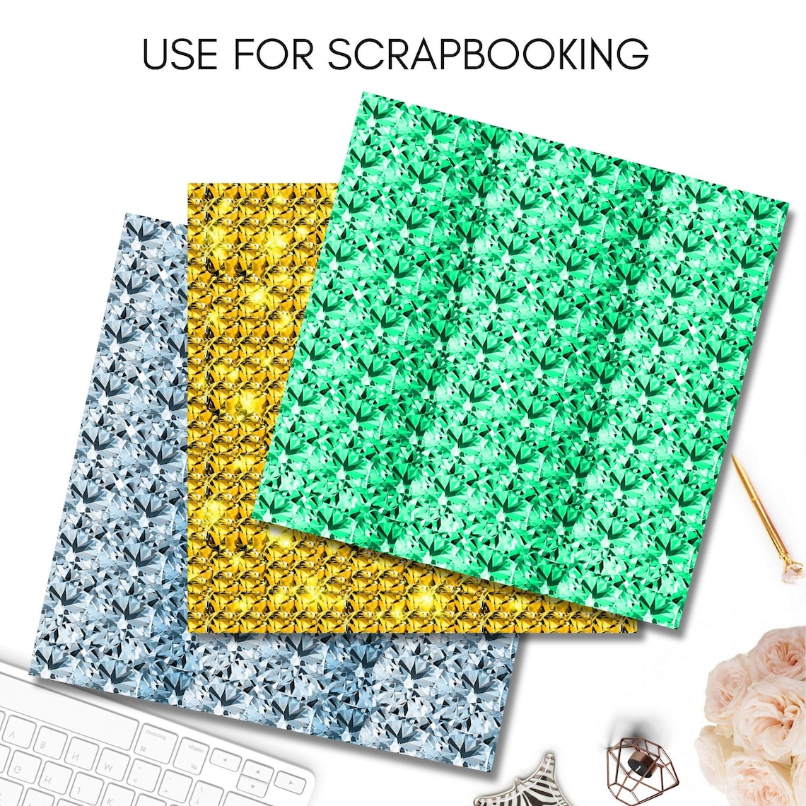DIAMOND DIGITAL PAPER, Diamond Clipart, Glam Textures, Glitter Textures ...