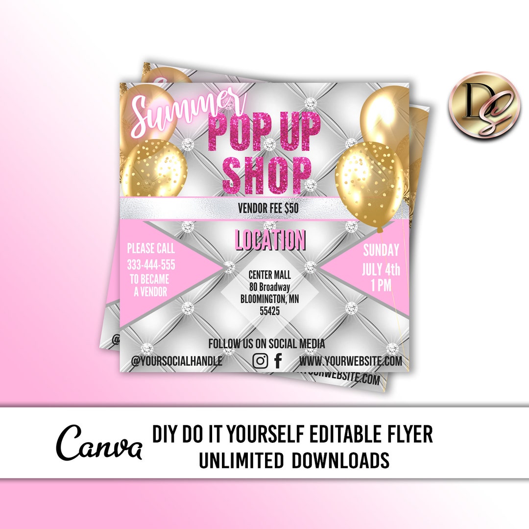 EDITABLE Pop Shop Flyer Sip and Shop Flyer Boutique Flyer - Etsy Canada