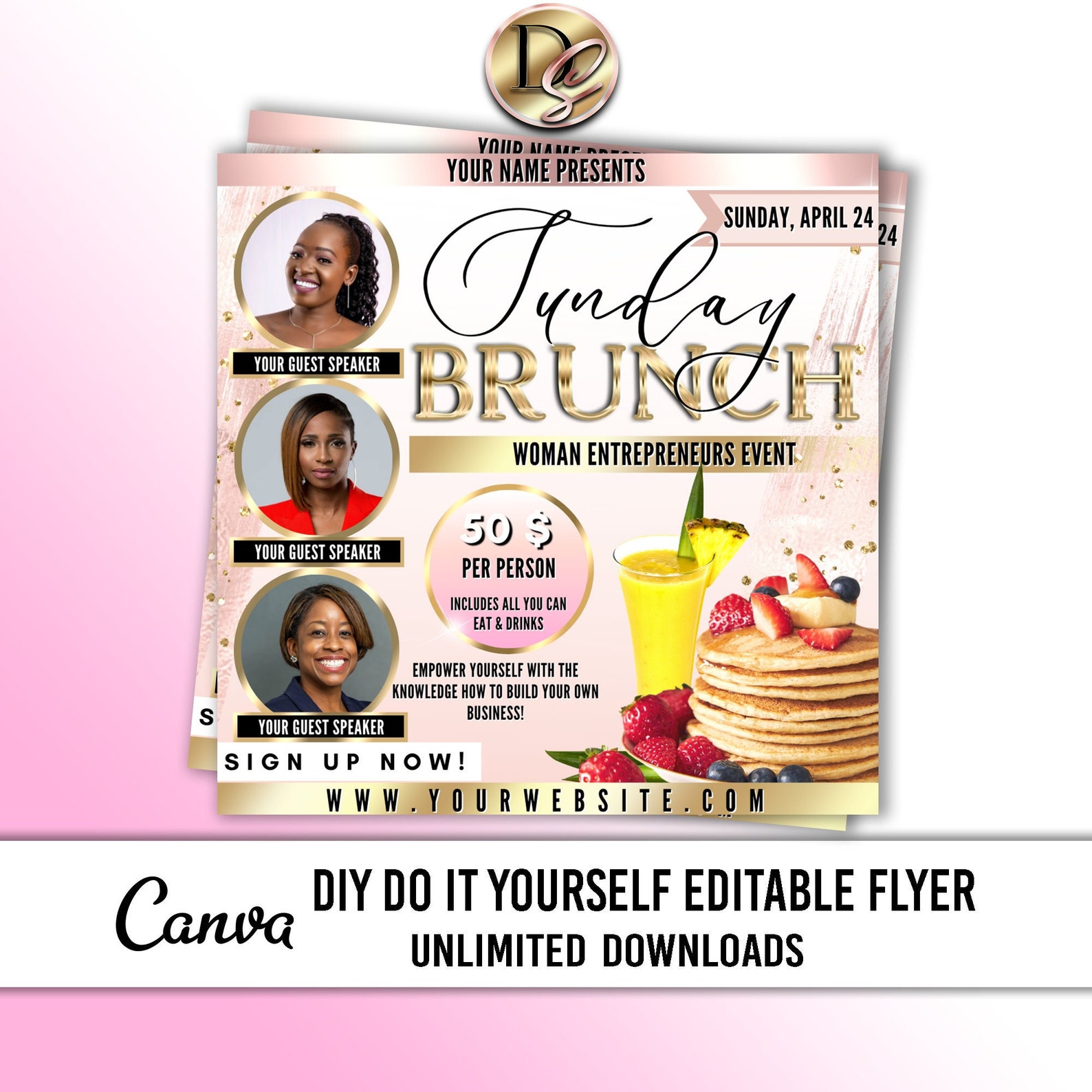 Brunch Flyer Sunday Brunch Invitation Flyer E-flyer Template - Etsy