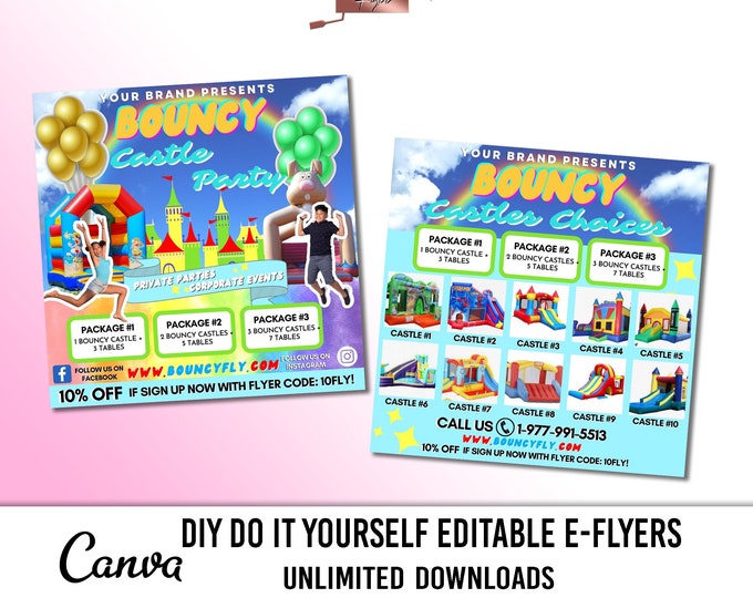 Childrens PARTY FLYER Bouncy Castle Flyer Bounce House - Etsy