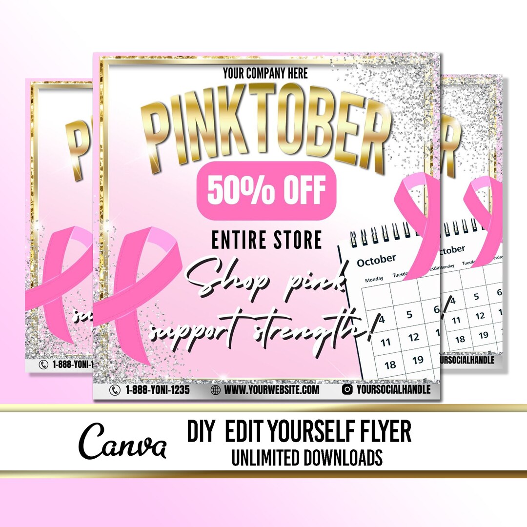 Pinktober Sale Flyer, Breast Cancer Flyer Design Template, Breast ...