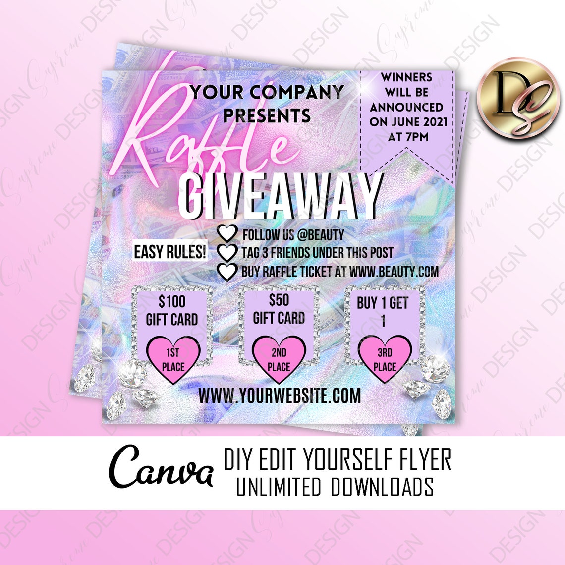 DIY Raffle Giveaway Flyer, Animated Raffle Flyer, Gift Social Media ...