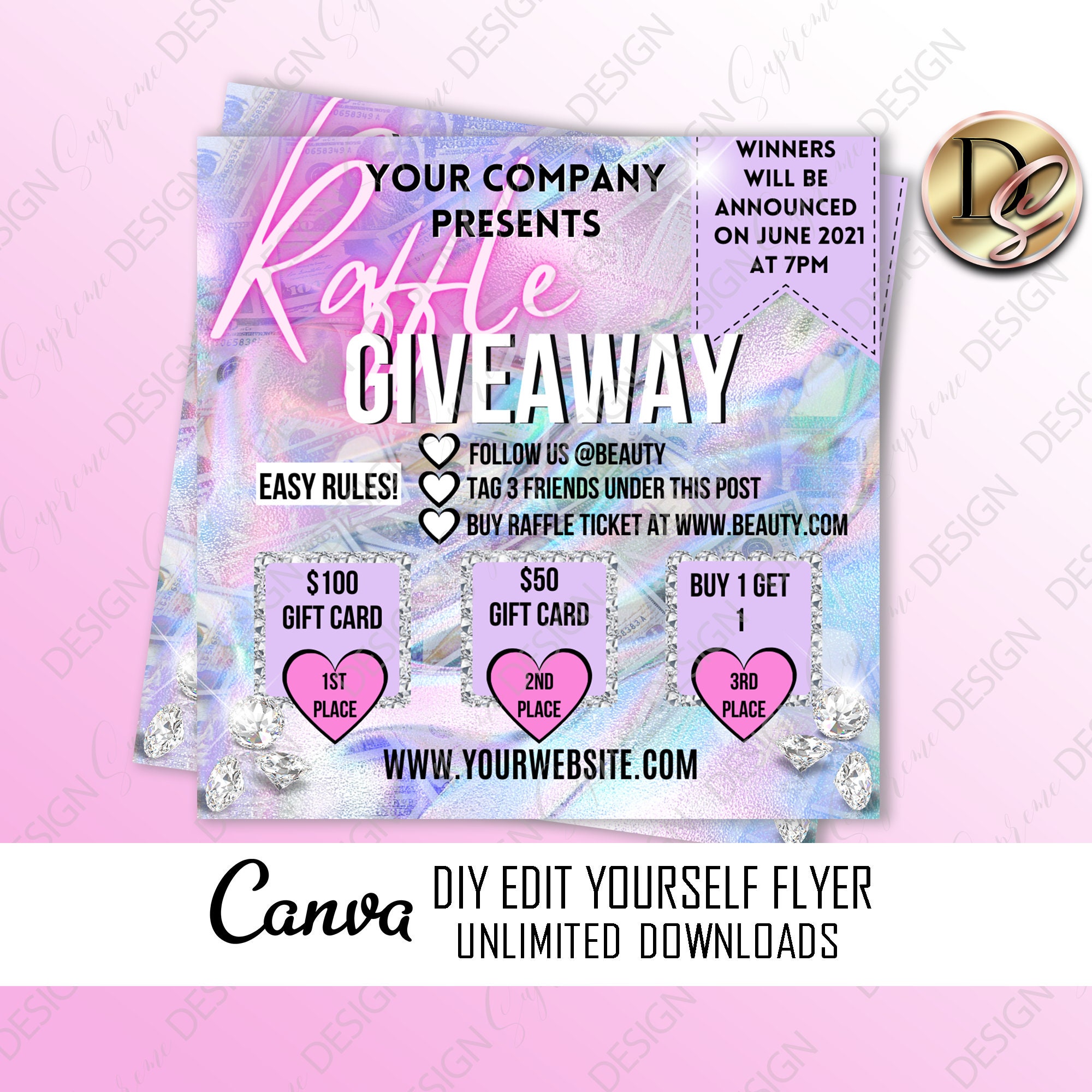 DIY Raffle Giveaway Flyer Animated Raffle Flyer Gift Social - Etsy UK