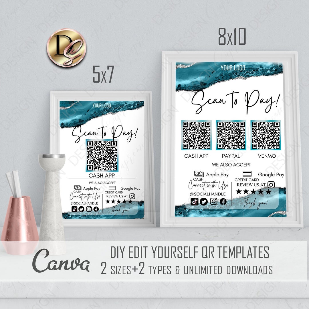 Editable Scan to Pay Template, QR Scan Code, QR Sign Printable, Payment ...