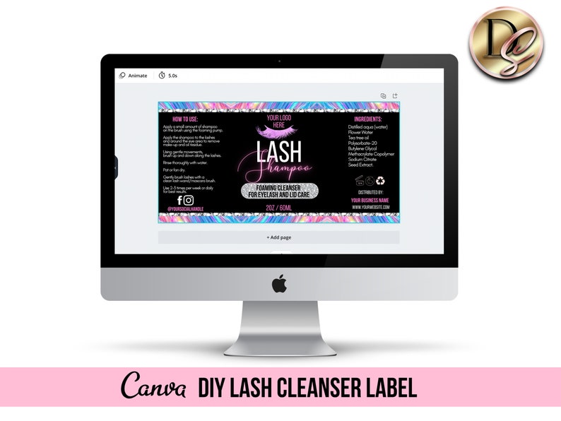 LASH PRODUCT LABEL Design Lash Shampoo Label template Diy | Etsy