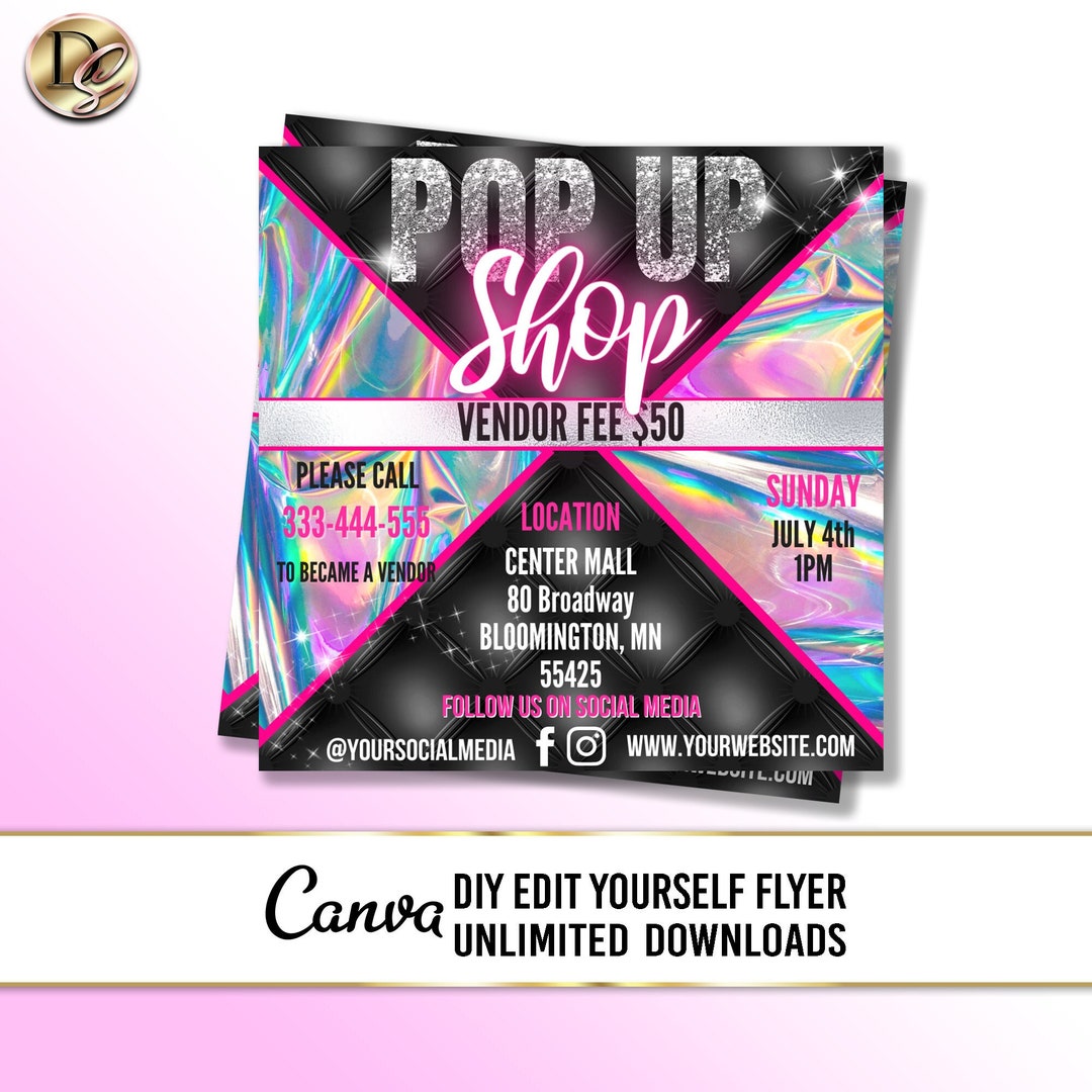 EDITABLE Pop Shop Flyer, Sip and Shop Flyer, Boutique Flyer Template ...
