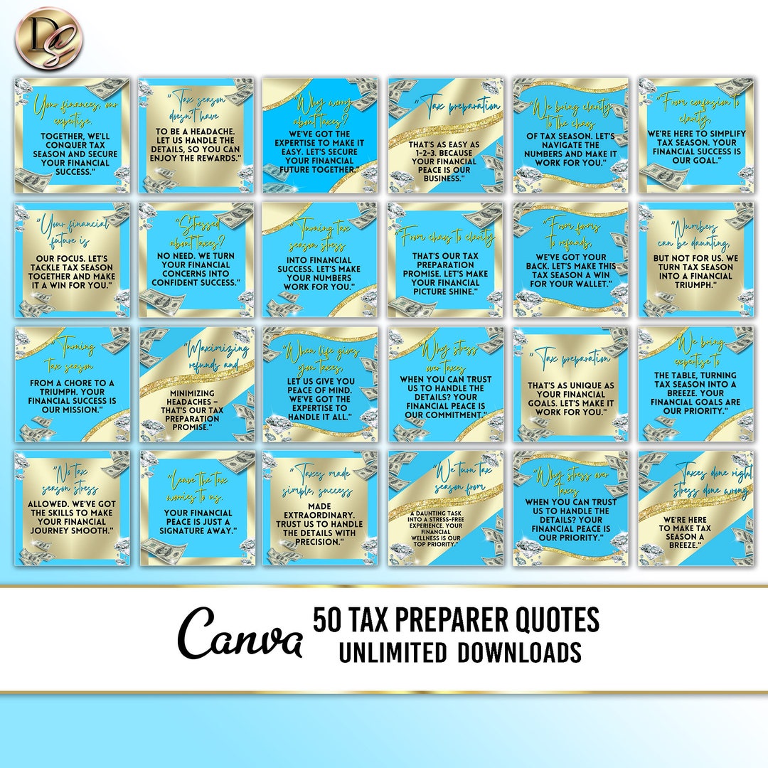 Tax Prep Quotes Bundle Template, Tax Prep Digital Flyers Quotes Bundle ...