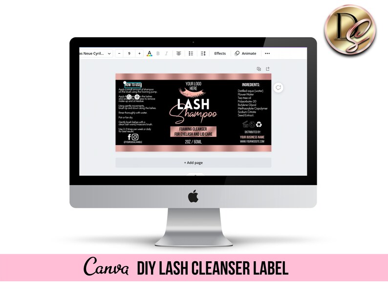 LASH PRODUCT LABEL Design Lash Shampoo Label Template Diy - Etsy