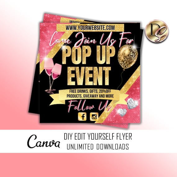 EDITABLE Pop Shop Flyer Sip and Shop Flyer Boutique Flyer | Etsy Canada