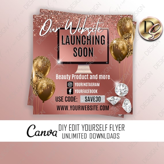 WEBSITE LAUNCH FLYER Coming Soon Live Social Media Post - Etsy