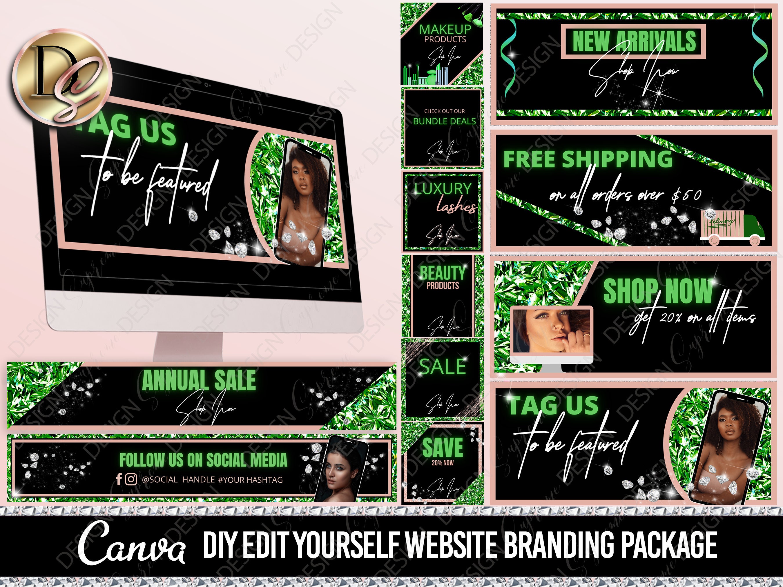 BEAUTY WEBSITE BANNER Diy Web Banner Shopify Banners Slide - Etsy
