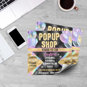EDITABLE Pop Shop Flyer, Sip and Shop Flyer, Boutique Flyer Template ...