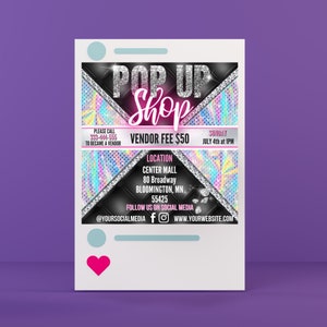 EDITABLE Pop Shop Flyer, Sip and Shop Flyer, Boutique Flyer Template ...