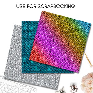 Diamond Digital Paper Pack, Glam Glitter and Shimmer Textures, Sparkle ...