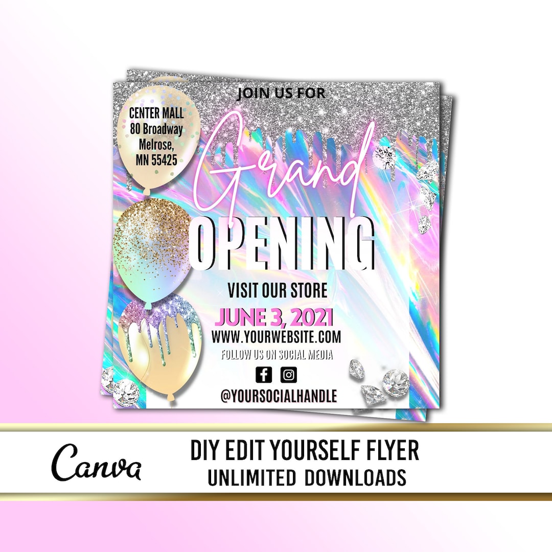 Grand Opening Flyer, Business Flyer Design, Editable Social Media Post ...