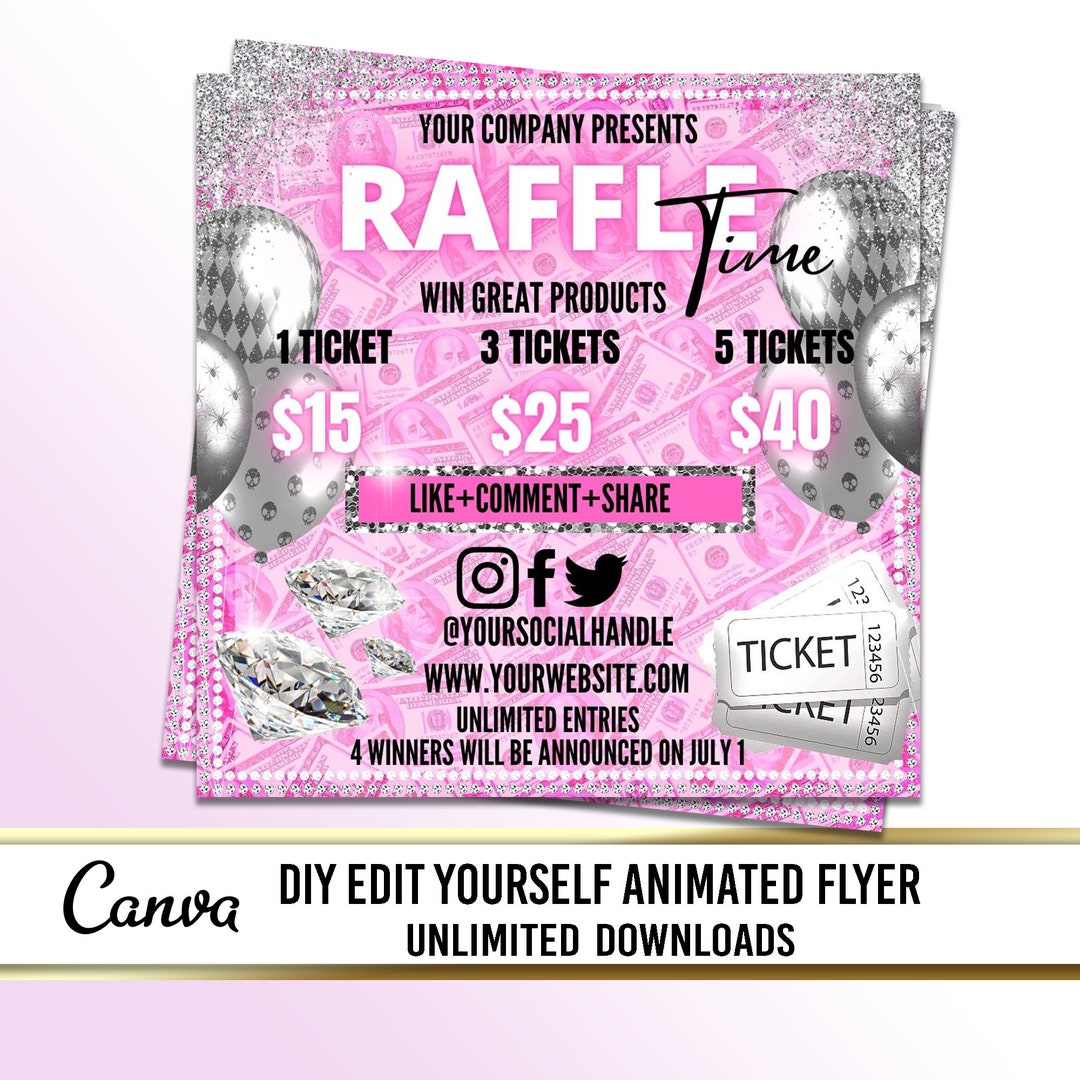 Raffle Flyer Template, Premade Editable Raffle Giveaway Flyer, DIY ...
