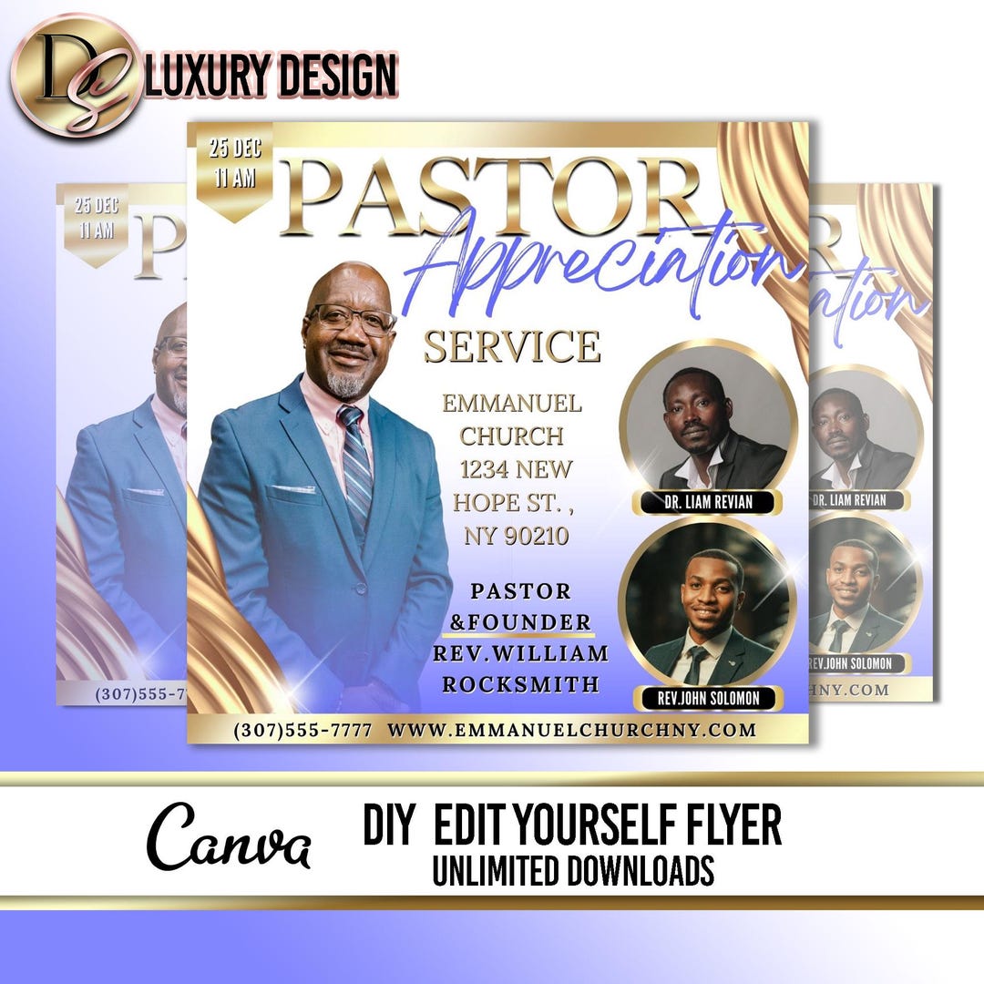 Pastor Appreciation Flyer Template, Editable Church Service Ministry ...