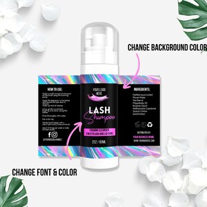 LASH PRODUCT LABEL Design Lash Shampoo Label Template Diy - Etsy