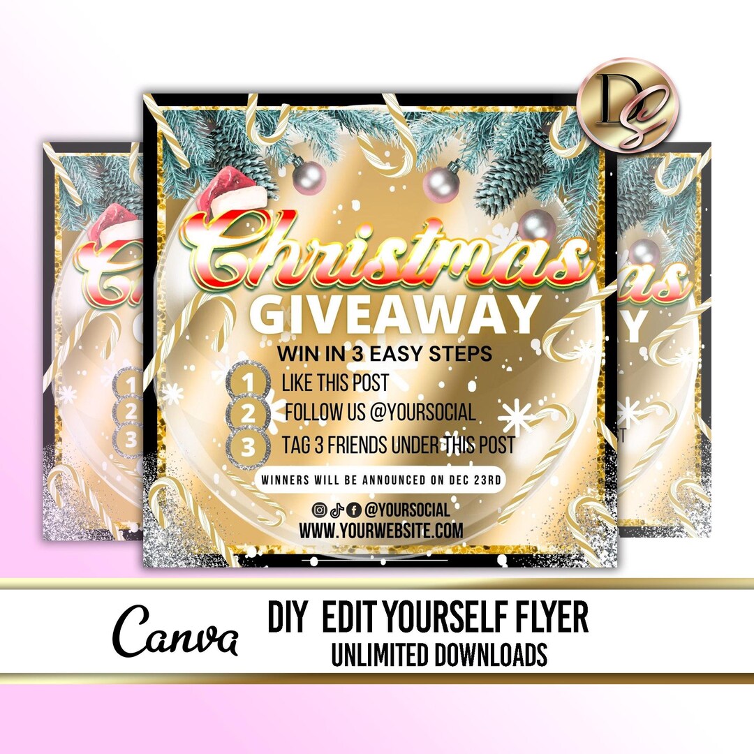 Christmas Flyer, Holiday Raffle Flyer Template, Christmas Giveaway ...
