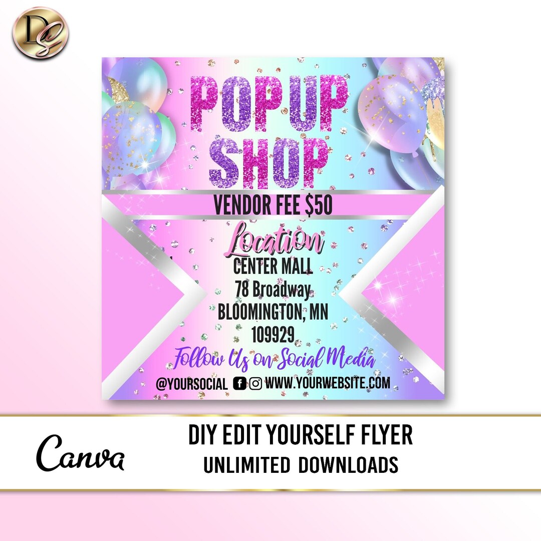 EDITABLE Pop Shop Flyer, Sip and Shop Flyer, Boutique Flyer Template ...