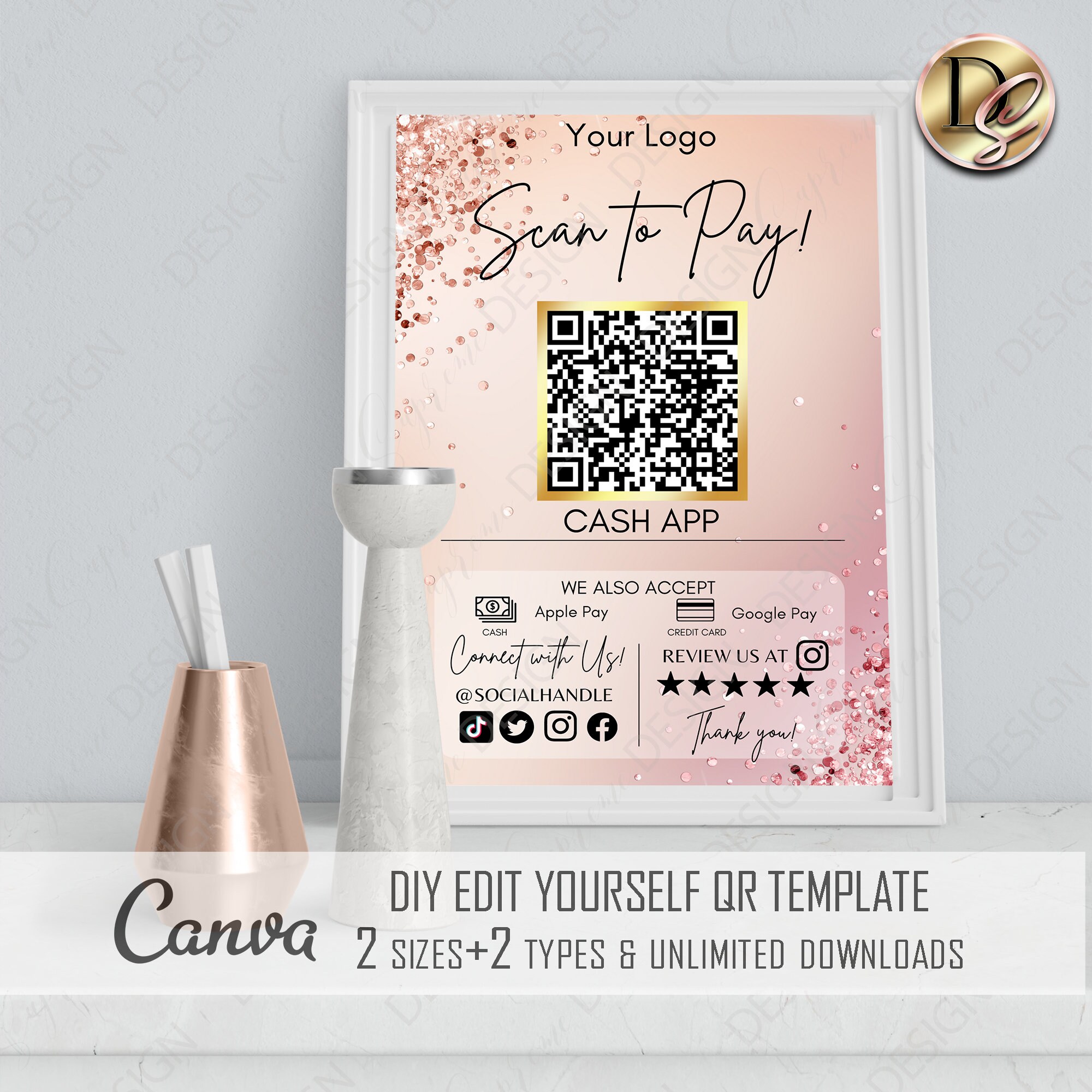 Editable Scan to Pay Template QR Scan Code QR Sign | Etsy