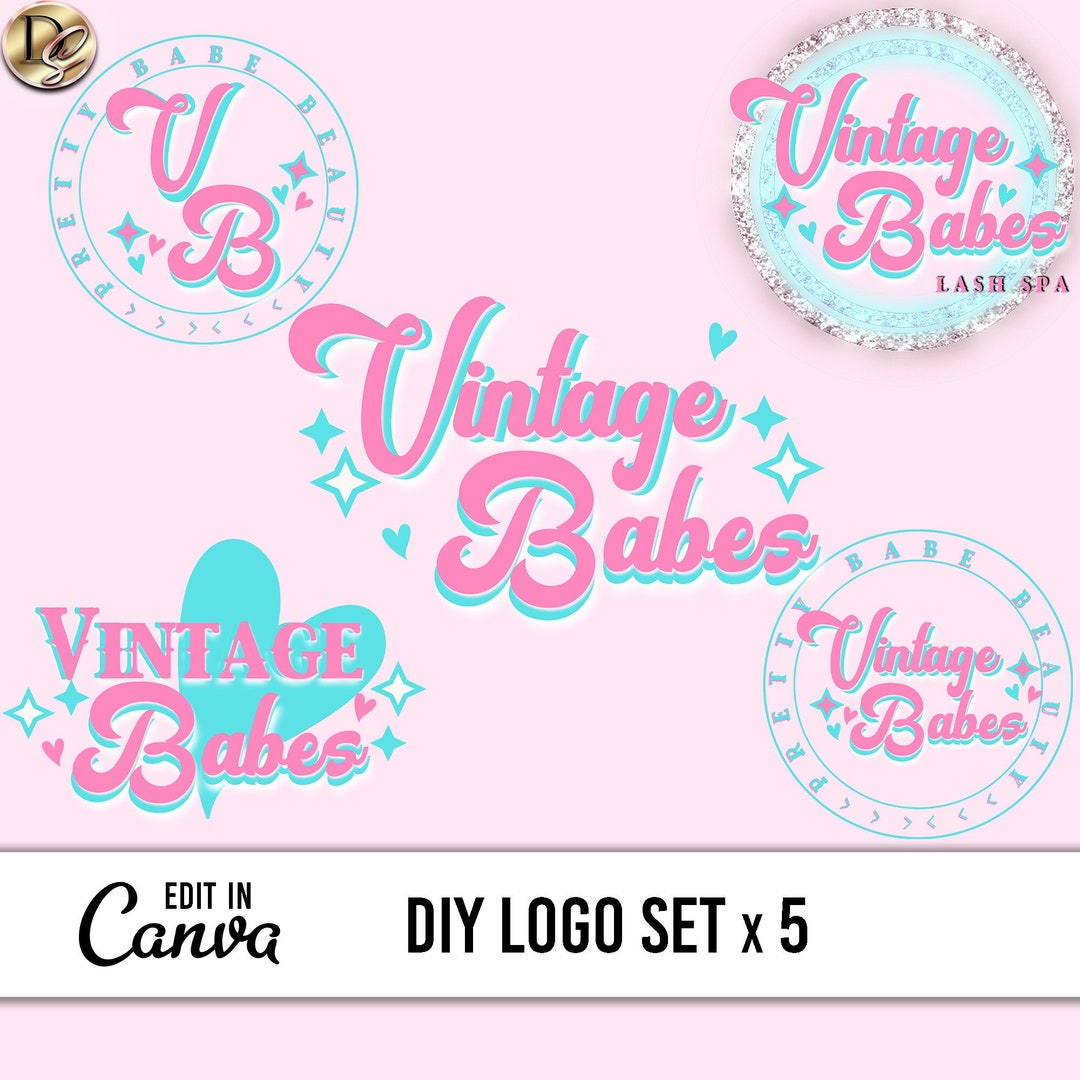 Retro Beauty Logo Template, Funky Logo Branding, Boho Premade Vintage ...
