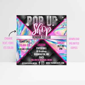 EDITABLE Pop Shop Flyer, Sip and Shop Flyer, Boutique Flyer Template ...