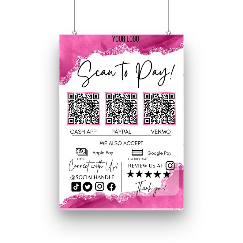 Editable Scan to Pay Template, QR Scan Code, QR Sign Printable, Payment ...