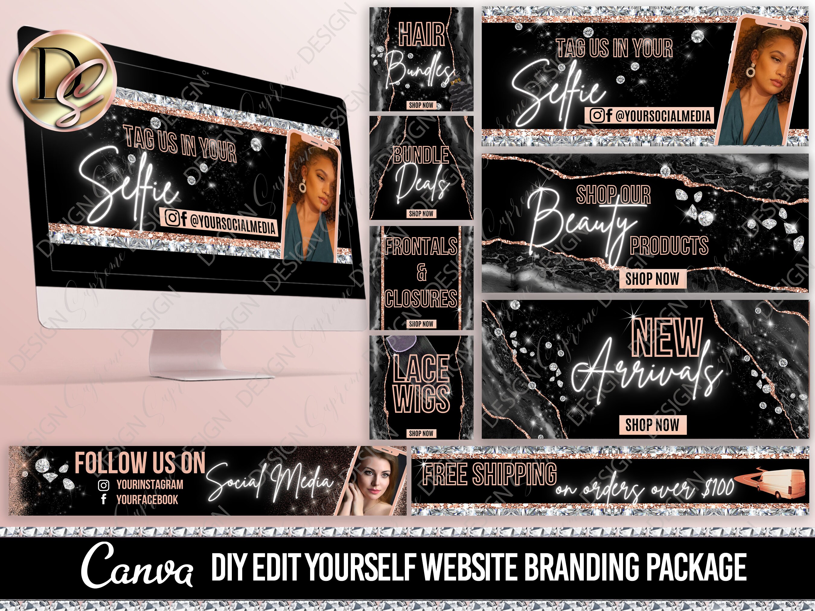 BEAUTY WEBSITE BANNER Diy Web Banner Shopify Banners Slide - Etsy