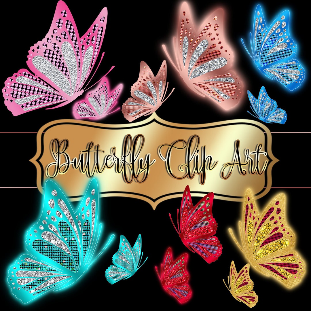 Butterfly Clip Art, Butterflies Elements, Sparkling Butterflies Bundle ...