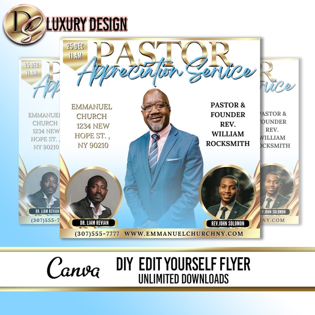 Pastor Appreciation Flyer Template: Editable Church Service Design (PDF ...
