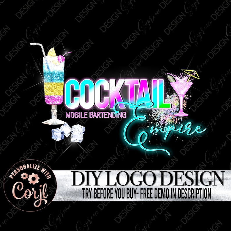 Bartender Logo,bar Logo, Mobile Bartending Logo, Drinks Logo, Cocktail ...