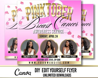 Breast Cancer Awareness Flyer, DIY Flyer Template Design, Breast Cancer ...