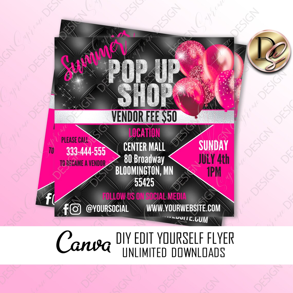 EDITABLE Pop shop flyer Sip and shop flyer Boutique flyer | Etsy