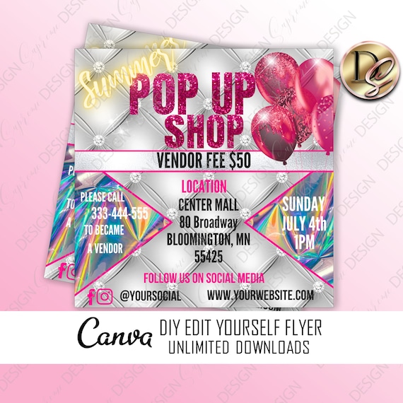 EDITABLE Pop Shop Flyer Sip and Shop Flyer Boutique Flyer | Etsy