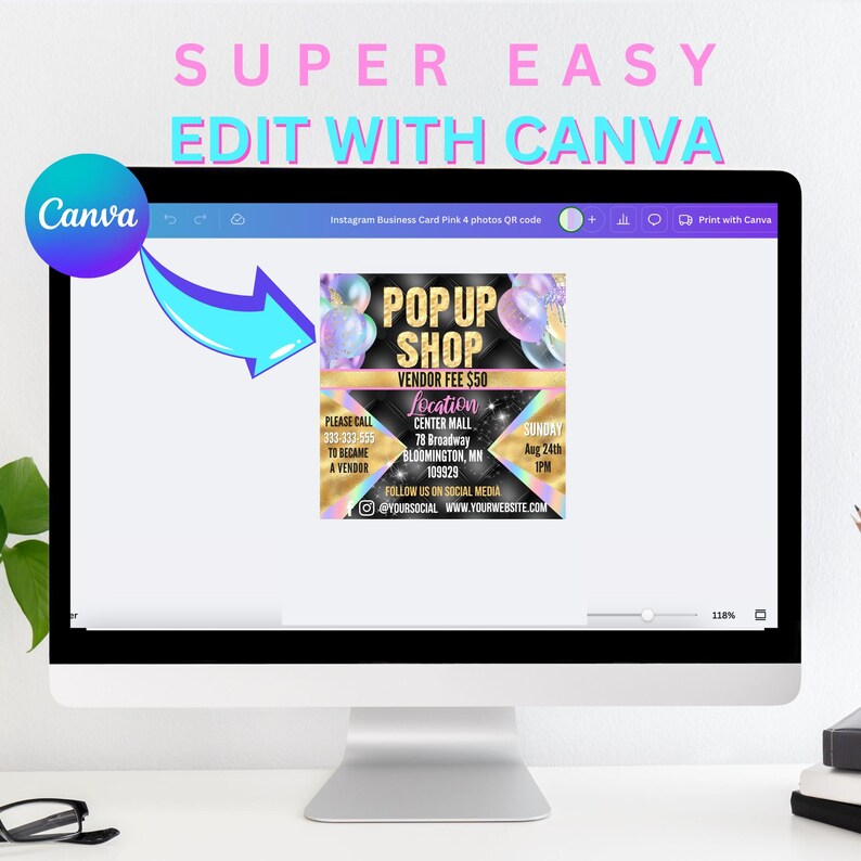 EDITABLE Pop Shop Flyer, Sip and Shop Flyer, Boutique Flyer Template ...