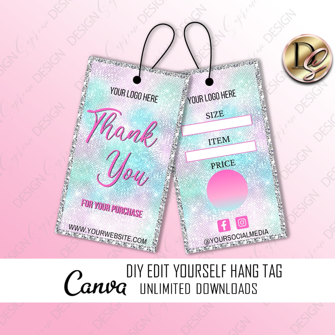 DIY HANG TAG Template, Editable Printable Swing Tags, Apparel Hang Tag ...