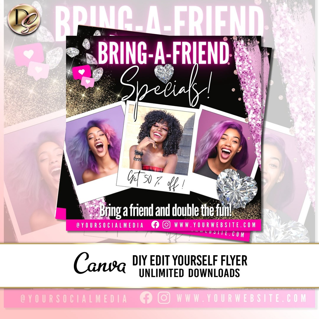 Bring A Friend Flyer, Beauty Flyer Template, Premade Sales Flyer ...