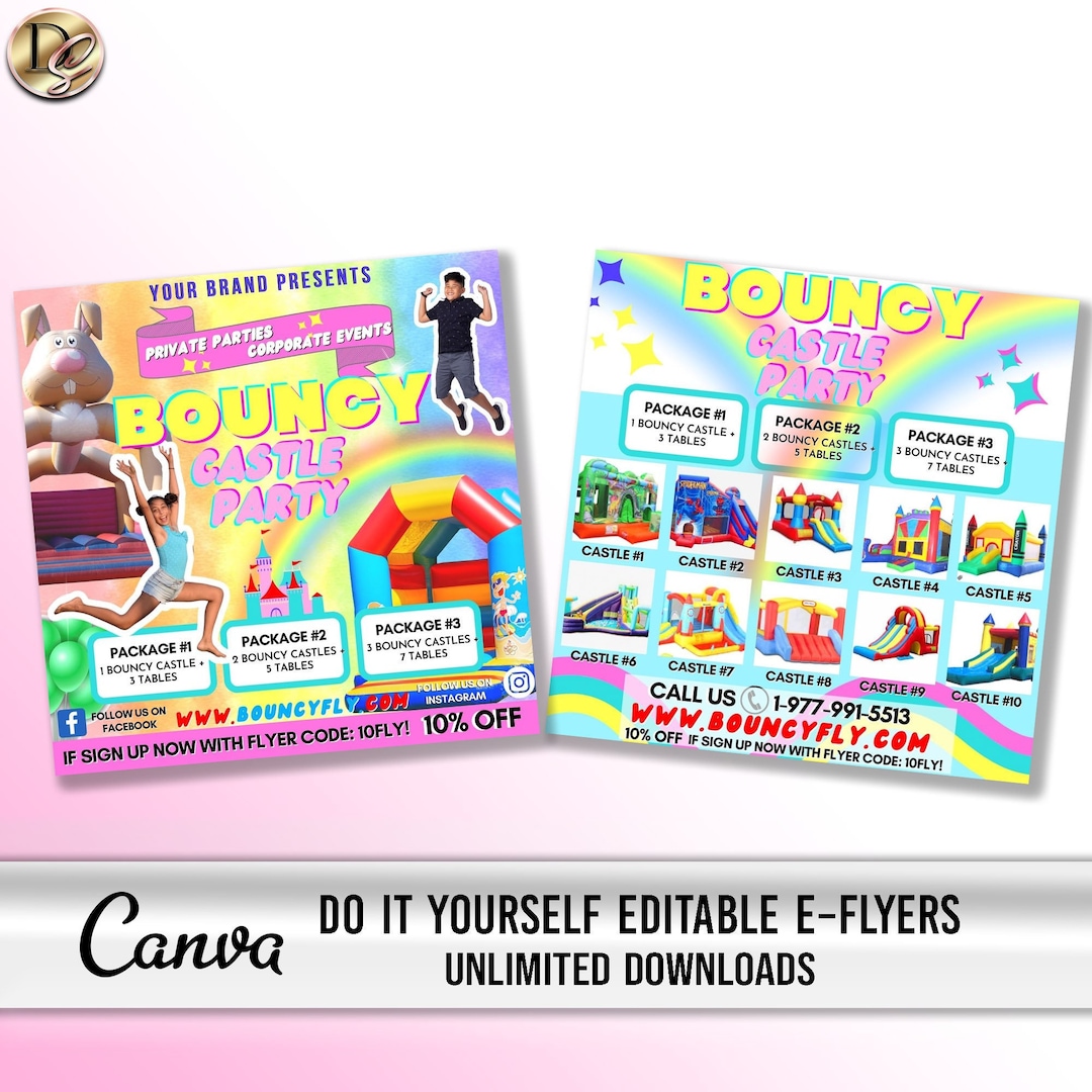 Childrens PARTY FLYER, Bouncy Castle Flyer, Bounce House Flyer, Kids ...