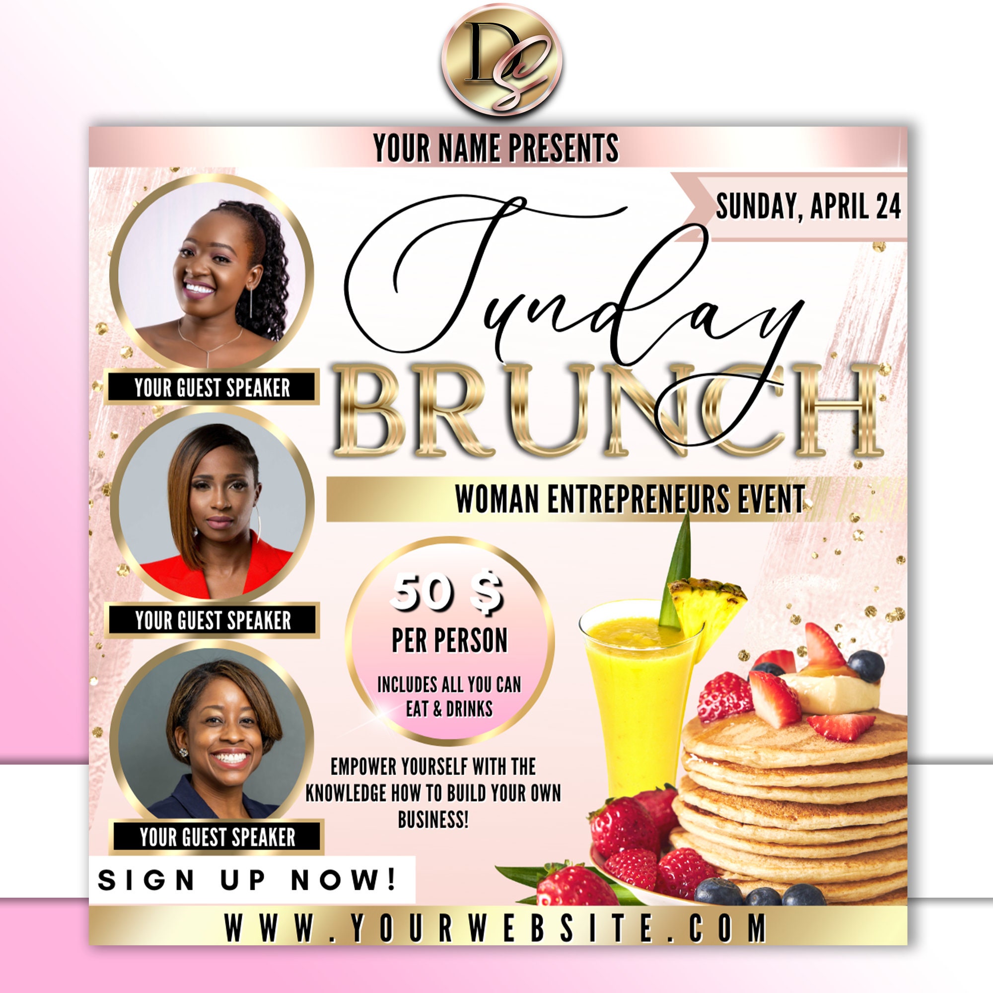 Brunch Flyer Sunday Brunch Invitation Flyer E-flyer Template - Etsy